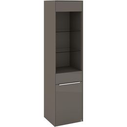 Standvitrine, B:48cm H:185cm T:42cm, grau, SET ONE BY Musterring, Glas, Holzwerkstoff, Schr&auml;nke, "Reno", Mit Gleitern und in verschiedenen Farben