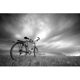 papermoon Fototapete "Fahrrad Schwarz & Wei&szlig;", B/L: 4,5m x 2,8m, Bahnen: 9 Stk., schwarz, Schlafzimmer, Tapeten