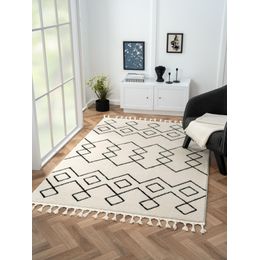 Hochflor-Teppich, B:160cm H:24mm L:230cm, schwarz-wei&szlig;, MyFlair M&Ouml;BEL & ACCESSOIRES, Polyester, Polypropylen (PP), Teppiche, "Moroccan Mural",