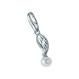 Damen Charm Fl&uuml;gel "Fl&uuml;gel mit Zirkonia und S&uuml;&szlig;wasser Perle, Silber 925", silber, Giorgio Martello MILANO, Silber 925 (Sterlingsilber), Charms