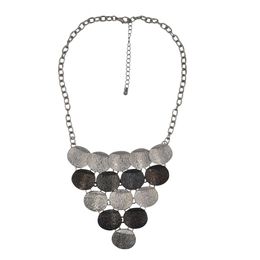 Steuer Damen Lange Kette "Metallcollier mit runden Pl&auml;ttchenanh&auml;ngern", 48,5+5cm, Metall, L: 53,5 B: 100mm, bunt, Metall, B:100mm, Halsketten