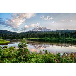 papermoon Fototapete "See am Wald", B/L: 5m x 2,8m, Bahnen: 10 Stk., bunt, Schlafzimmer, Tapeten