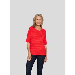 Rabe Damen Rundhalsshirt, rot, Gr. 42, unifarben, Web, Obermaterial: 68% Viskose, 28% Polyester, 4% Elasthan, Shirts, im Crinkle-Look