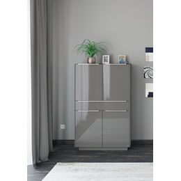 Highboard, B:92cm H:148cm T:42cmanthrazit matt lack, glas anthrazit glanz, SET ONE BY Musterring, Glas, Holzwerkstoff, Wohnzimmer, Sideboards,