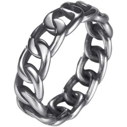 Firetti Damen Fingerring "Schmuck Geschenk Edelstahl Ring Damenring Herrenring Panzerkette Color", 54, Edelstahl, 6,7mm, silber, Edelstahl,