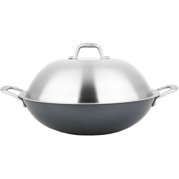 CS SOLINGEN Wok "Altena", &Oslash; 36cm, silber, CARL SCHMIDT SOHN, Pfannen, &Oslash; 36 cm, mit Deckel