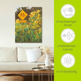 Wandbild Artland, B:90cm H:120cmfarbe bild(er): gelb, Leinwand, Wohnzimmer, Bilder, "Bicycle Crossing", als Alubild, Leinwandbild, Poster,