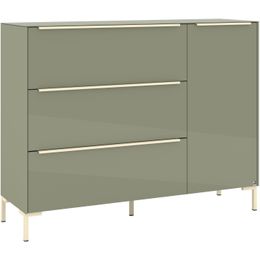 Sideboard, B:137cm H:108cm T:42cm, gr&uuml;n, SET ONE BY Musterring, Glas, Holzwerkstoff, Wohnzimmer, Sideboards, "Reno", Mit Winkelfu&szlig; in diversen
