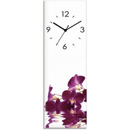 Wanduhr Artland, B:20cm H:60cm T:1,8cm, lila, Wohnzimmer, Wanduhren, "Phalaenopsis Orchidee", wahlweise mit Quarz- oder Funkuhrwerk, lautlos ohne