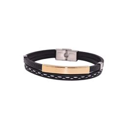 Firetti Herren Lederarmband "Schmuck Geschenk Armschmuck ID-Armband- Optik", 20cm, Baumwolle Edelstahl Leder, gelb, Baumwolle, Edelstahl, Leder,
