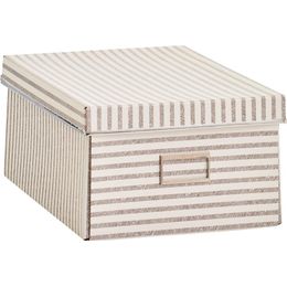 zeller PRESENT Aufbewahrungsbox "Stripes", Ma&szlig;e(B/T/H):(25/36/15)(B/T/H):(25/36/15), beige, K&uuml;che, Aufbewahrungsboxen, Pappe, beige