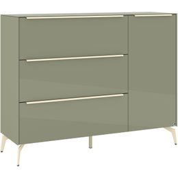 Sideboard, B:137cm H:109cm T:42cmolivgr&uuml;n matt lack, glas olivgr&uuml;n glanz, SET ONE BY Musterring, Glas, Holzwerkstoff, Wohnzimmer, Sideboards, "Reno",