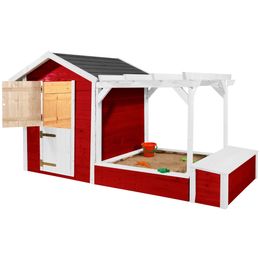 Weka Kinder Spielhaus "Tabaluga Spielplatz Drachenh&ouml;hle", rot, Holzwerkstoff, B:286cm T:153cm, Spielh&auml;user, BxTxH: 286x153x154 cm