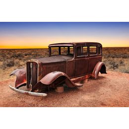 papermoon Fototapete "Rout 66 Oldtimer", B/L: 4,5m x 2,8m, Bahnen: 9 Stk., bunt, Schlafzimmer, Tapeten
