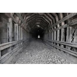 papermoon Fototapete "Tunnel Schwarz & Wei&szlig;", B/L: 4,5m x 2,8m, Bahnen: 9 Stk., schwarz, Schlafzimmer, Tapeten
