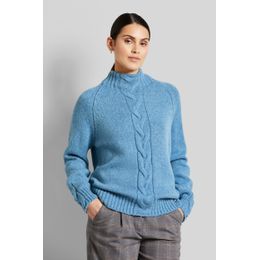 Bugatti Damen Rundhalspulloveraqua, Gr. XXL, unifarben, 46% Polyacryl, 32% Wolle, 22% Polyamid, Pullover, mit Zopfmuster