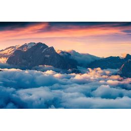 papermoon Fototapete "ALPEN-GEBIRGE LANDSCHAFT XXL", B/L: 4,5m x 2,8m, Bahnen: 9 Stk., bunt, Schlafzimmer, Tapeten