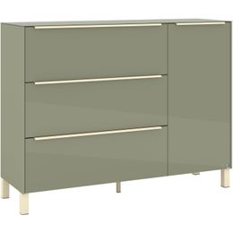 Sideboard, B:137cm H:106cm T:42cm, gr&uuml;n, SET ONE BY Musterring, Glas, Holzwerkstoff, Wohnzimmer, Sideboards, "Reno", Mit Vierkantfu&szlig; in diversen