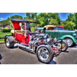 papermoon Fototapete "OLDTIMER RENNWAGEN", B/L: 4,5m x 2,8m, Bahnen: 9 Stk., bunt, Schlafzimmer, Tapeten