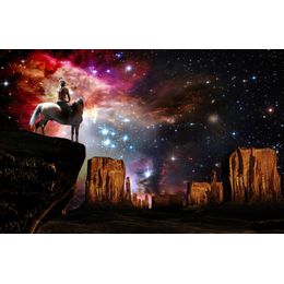 papermoon Fototapete "ABSTRAKT GALAXIE LANDSCHAFT GRAND CANYON", B/L: 4m x 2,6m, Bahnen: 8 Stk., bunt, Schlafzimmer, Tapeten