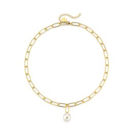Firetti Damen Collier "Schmuck Geschenk Halsschmuck Halskette Silberkette Gliederkette Perle", Perlen Silber 925 (Sterlingsilber), L: 50, gold,