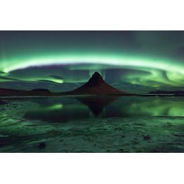 papermoon Fototapete "Photo-Art PHILIP EAGLESFIELD, KIRKJUFELL AURORA", B/L: 5m x 2,8m, Bahnen: 10 Stk., bunt, Schlafzimmer, Tapeten