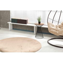 Teppich Padiro, H:26mm &Oslash;:160cm, beige, Polyester, Wohnzimmer, Teppiche, "Rabbit Light 525"