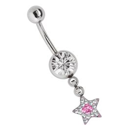 Adelia&acute;s ADELIA ́S Damen Bauchnabelpiercing "Piercing Bauchnabelpiercing", onesize, rosa, Chirurgiestahl, Piercings, Banane mit 8 mm Zirkoniakugel in klar