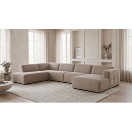 Wohnlandschaft OTTO HOME, B:384cm H:73cm T:227cm, beige, 100% Polyester, Sofas, "Kelani", mit dekorativer Knopfsteppung an den Armlehnen
