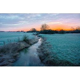 papermoon Fototapete "Fluss durch Feld", B/L: 4m x 2,6m, Bahnen: 8 Stk., bunt, Schlafzimmer, Tapeten