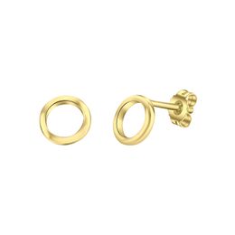 Firetti Damen Paar Ohrstecker "Schmuck Geschenk Silber 925 Ohrschmuck Kreis rund", 7mm, Silber 925 (Sterlingsilber), gold, Silber 925