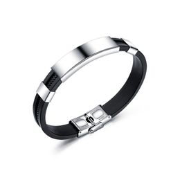 Firetti Herren Armband "Schmuck Geschenk Armschmuck Armkette", 21,5cm, Edelstahl Kautschuk, schwarz, Edelstahl, Kautschuk, Armb&auml;nder