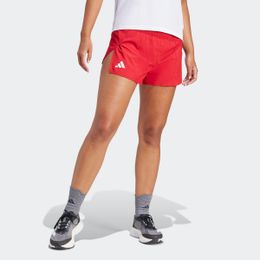 Damen Laufshorts "ADIZERO E SPLIT", rot, Gr. L, adidas Performance, Obermaterial: 100% Polyester, Hosen
