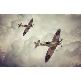 papermoon Fototapete "Spitfires Vintage Artwork", B/L: 4,5m x 2,8m, Bahnen: 9 Stk., bunt, Schlafzimmer, Tapeten