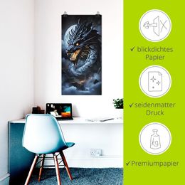 Wandbild Artland, B:75cm H:150cmfarbe bild(er): blau, Papier, Wohnzimmer, Bilder, "Die Wut des Drachen XVII", als Alubild, Leinwandbild, Poster,