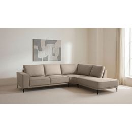 Ecksofa OTTO HOME, B:287cm H:85cm T:239cm, beige, 100% Polyester, Wohnzimmer, Sofas, "Casina", mit abgerundeter Ottomane, in einem weichen