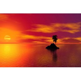papermoon Fototapete "Insel im Sonnenuntergang", B/L: 3,5m x 2,6m, Bahnen: 7 Stk., bunt, Schlafzimmer, Tapeten