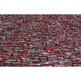 papermoon Fototapete "Photo-Art ALI AL-JAZERI, ROTE H&Auml;USER", B/L: 3,5m x 2,6m, Bahnen: 7 Stk., bunt, Schlafzimmer, Tapeten