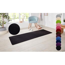 Teppich Hanse Home, B:80cm H:8,5mm L:300cm, schwarz, Kunstfaser, Wohnzimmer, Teppiche, "Shashi", Kurzflor, Unifarben, L&auml;ufer, weich, Esszimmer,