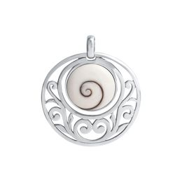 Vivance Damen Kettenanh&auml;nger "925/- Sterling Silber rhodiniert mit Muschel wei&szlig;", one-size, Silber 925 (Sterlingsilber), 6,8 g, wei&szlig;, Silber 925