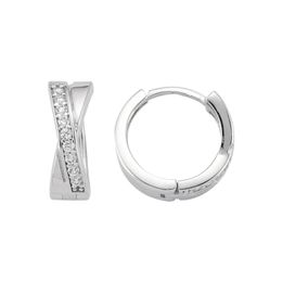 Jobo Damen Paar Creolen, 14,5mm, Silber 925 (Sterlingsilber), silber, Silber 925 (Sterlingsilber), Ohrringe, 925 Silber mit 18 Zirkonia