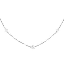 CAI CA&Iuml; Damen Kette mit Anh&auml;nger "925 Sterling Silber rhodiniert Sonne - Mond - Stern", 39+5cm, Silber 925 (Sterlingsilber), L: 44 B: 1mm, wei&szlig;, Silber