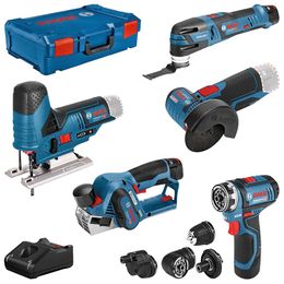 Elektrowerkzeug-Set, blau, Bosch Professional, Werkzeugmaschinen-Sets, 10-tlg., Professional 12V Akku-System