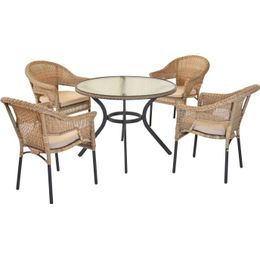 Garten-Essgruppe Merxx, B:61cm H:87cm T:67cmnatur, beige, graphit, Aluminium, Kunststoff, Sitzm&ouml;bel-Sets, "Ravenna", inkl. 4 Stapelsessel, 4