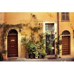 papermoon Fototapete "ALTSTADT-GASSE IN ITALIEN", B/L: 5m x 2,8m, Bahnen: 10 Stk., bunt, Schlafzimmer, Tapeten