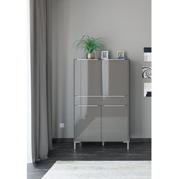 Highboard, B:92cm H:154cm T:42cmanthrazit matt lack, glas anthrazit glanz, SET ONE BY Musterring, Glas, Holzwerkstoff, Wohnzimmer, Sideboards,