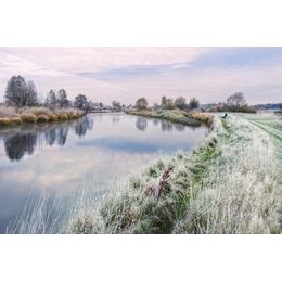 papermoon Fototapete "Fluss durch Schneelandschaft", B/L: 3,5m x 2,6m, Bahnen: 7 Stk., bunt, Schlafzimmer, Tapeten