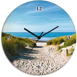 Wanduhr Artland, T:1,8cm, beige, Wohnzimmer, Wanduhren, "Strand mit Sandd&uuml;nen und Weg zur See", wahlweise mit Quarz- oder Funkuhrwerk, lautlos ohne