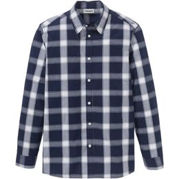 bonprix Herren Langarmhemd "Langarmhemd aus reiner Baumwolle", blau, Gr. 39, kariert, Obermaterial: 100% Baumwolle, Hemden, regular fit, aus reiner