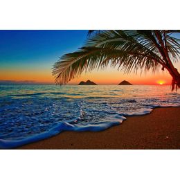 papermoon Fototapete "Lanikai Beach Hawaii", B/L: 2,5m x 1,86m, Bahnen: 5 Stk., bunt, Wohnzimmer, Tapeten